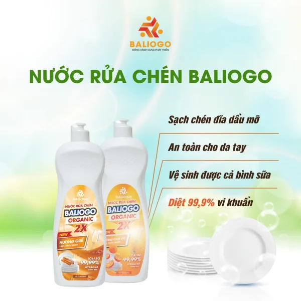Nước Rửa Chén Baliogo 2X Hương Cam Úc 800ml